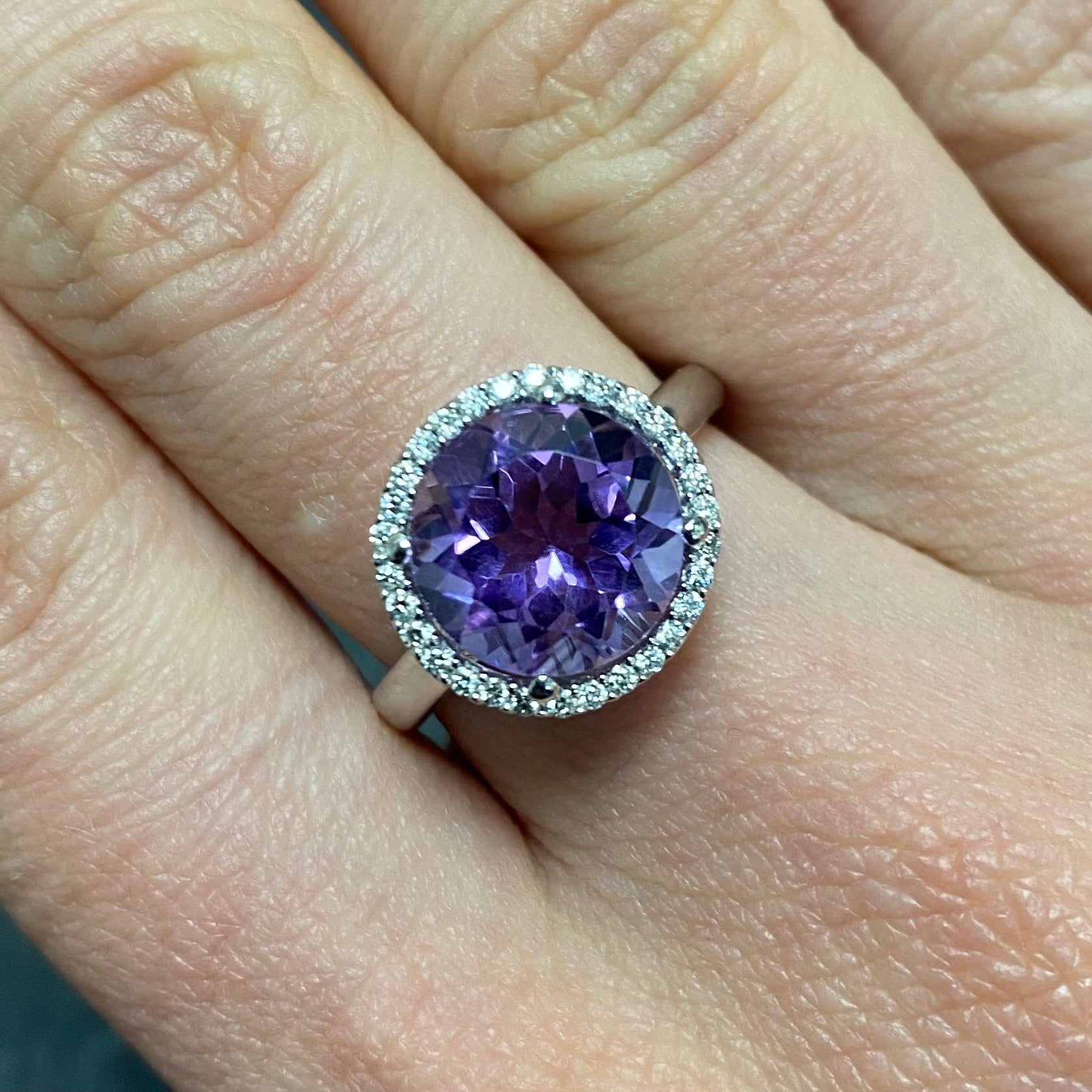 White Gold Amethyst Rings 10K White Gold Diamond And Amethyst Ring